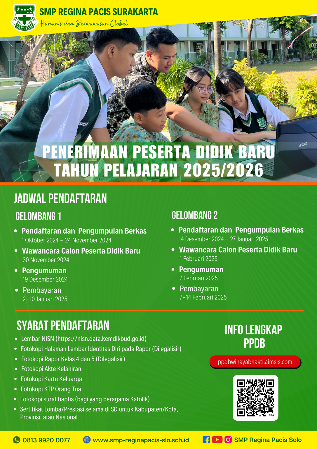 Penerimaan Peserta Didik Baru (PPDB) SMP Regina Pacis Surakarta Tahun ...